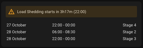Eskom SePush API - Feedback · Issue #28 · wernerhp/ha.integration.load_shedding · GitHub