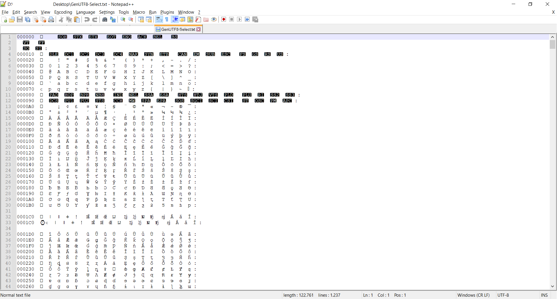Notepad++ has problems with display of chars in UTF8 and UTF16-LE ...