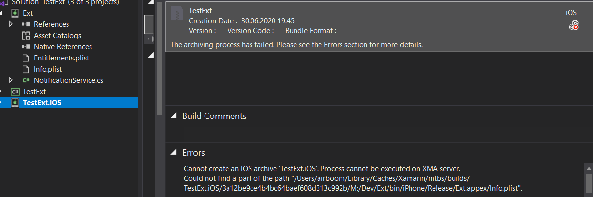 Failing to archive solution with Notification Extension from Windows · Issue #9007 · xamarin ...