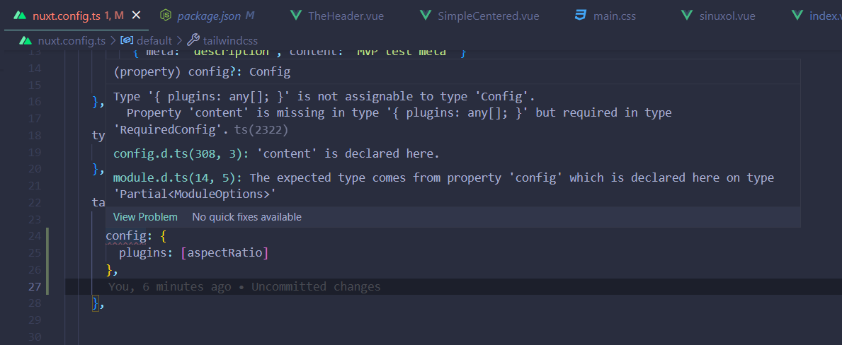 `content` Property Required In Config · Issue 519 · Nuxt Modulestailwindcss · Github 