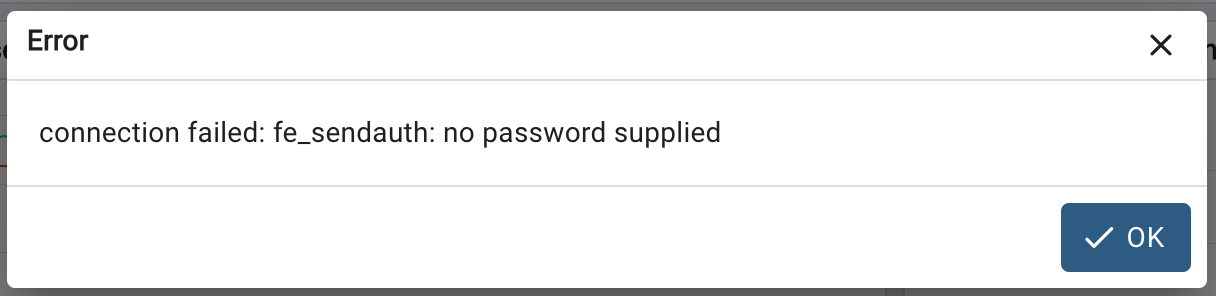 connection failed: fe_sendauth: no password supplied | can't access databases inside the master ...