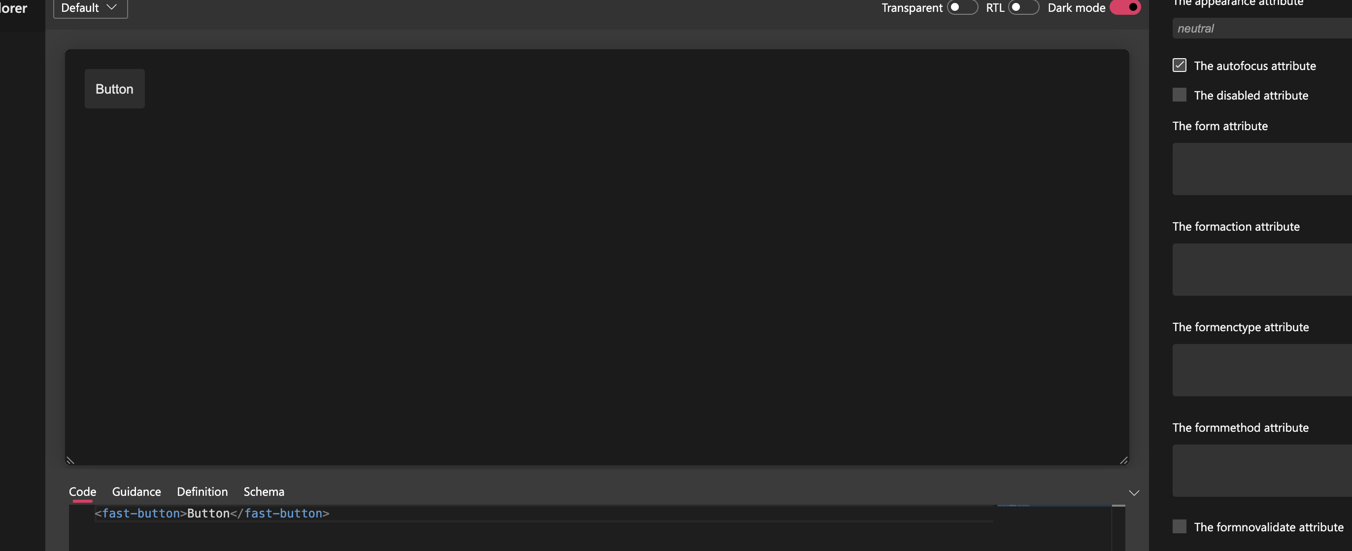 Checking autofocus for fast-button in explorer does not set the attribute in html properly ...