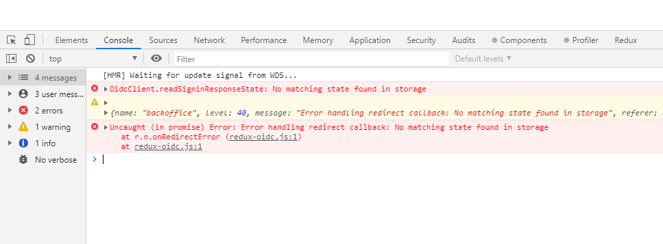Uncaught (in promise) Error: No matching state found in storage · Issue #1044 · DuendeArchive ...