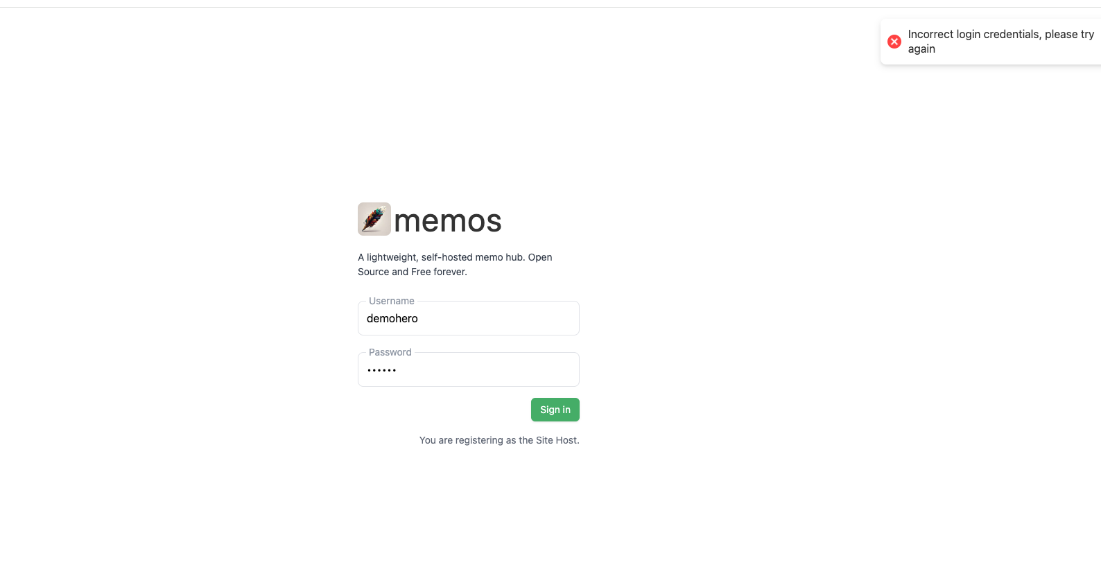 dome 密码错误 · Issue #1961 · usememos/memos · GitHub