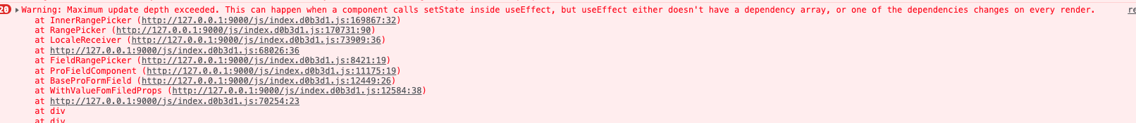RangePicker when value is [null, null] and disabled is [false, true], will trigger Maximum ...