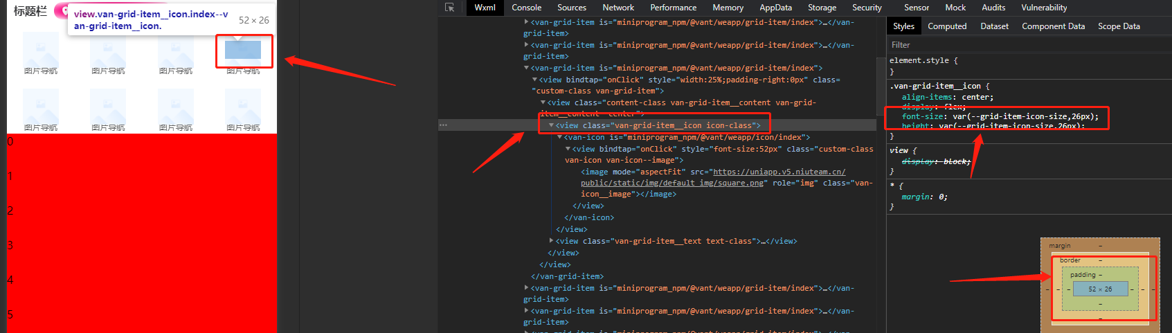 Bug Report Grid 设置 Icon Size 高度问题 · Issue 5443 · Youzanvant Weapp · Github