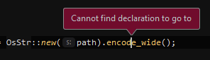 Cannot find declaration to go to std::os::windows, EncodeWide and ...