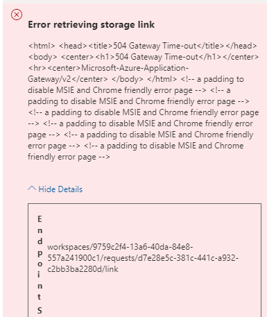Airlock Import Request 504 Gateway Timeout · Issue #2895 · microsoft/AzureTRE · GitHub