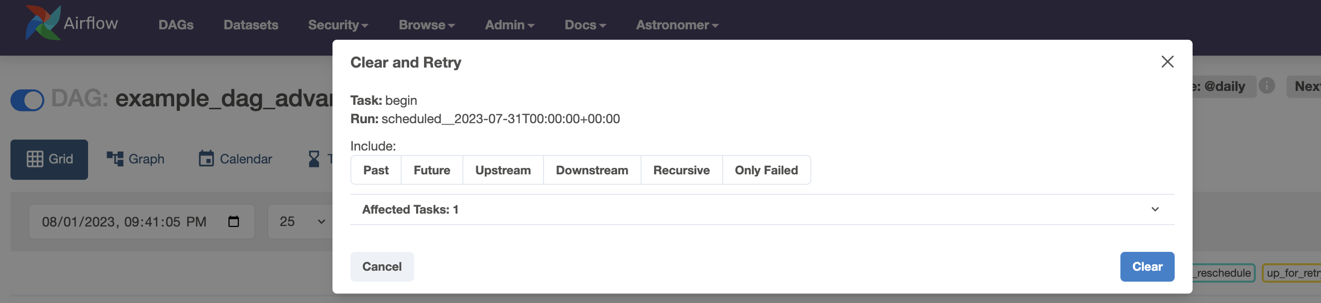 Clearing Task From List Task Instance Page In Ui Does Not Also Clear Downstream Tasks · Issue