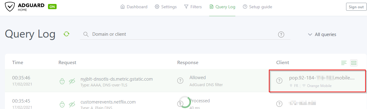 Client ID do not show in log · Issue #2696 · AdguardTeam/AdGuardHome · GitHub