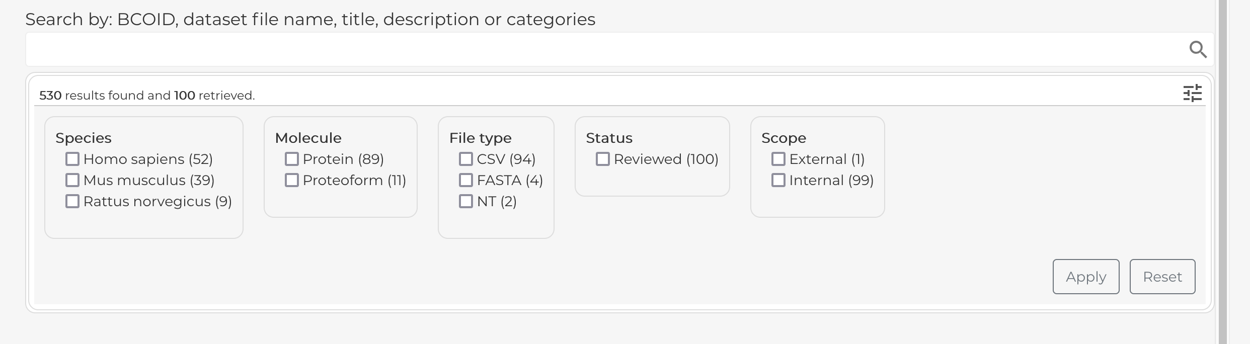 Data.glygen.org search filter issue · Issue #178 · glygener/glygen-frontend · GitHub