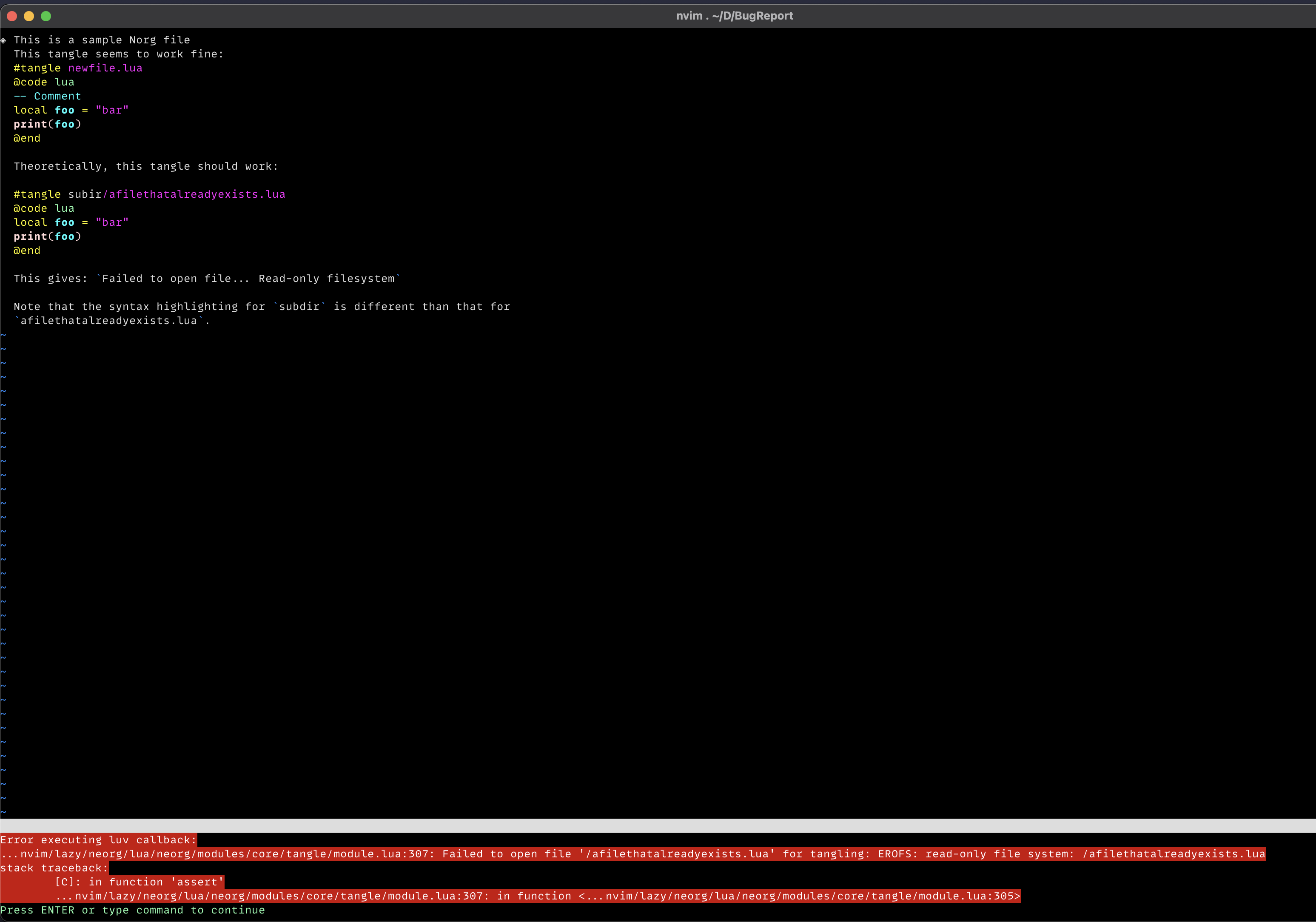 Tangling into child dirs is misbehaving · Issue #793 · nvim-neorg/neorg · GitHub