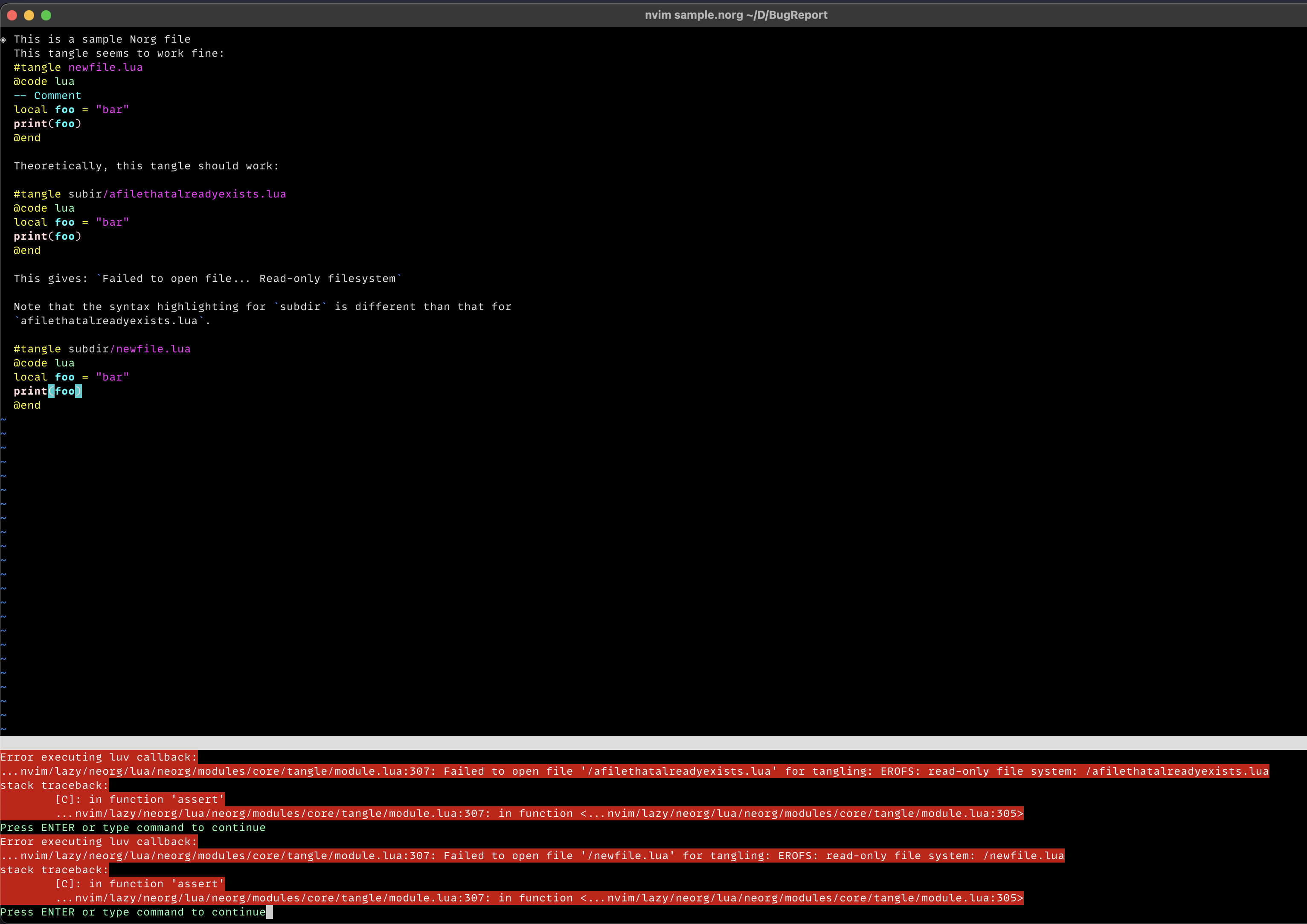 Tangling into child dirs is misbehaving · Issue #793 · nvim-neorg/neorg · GitHub