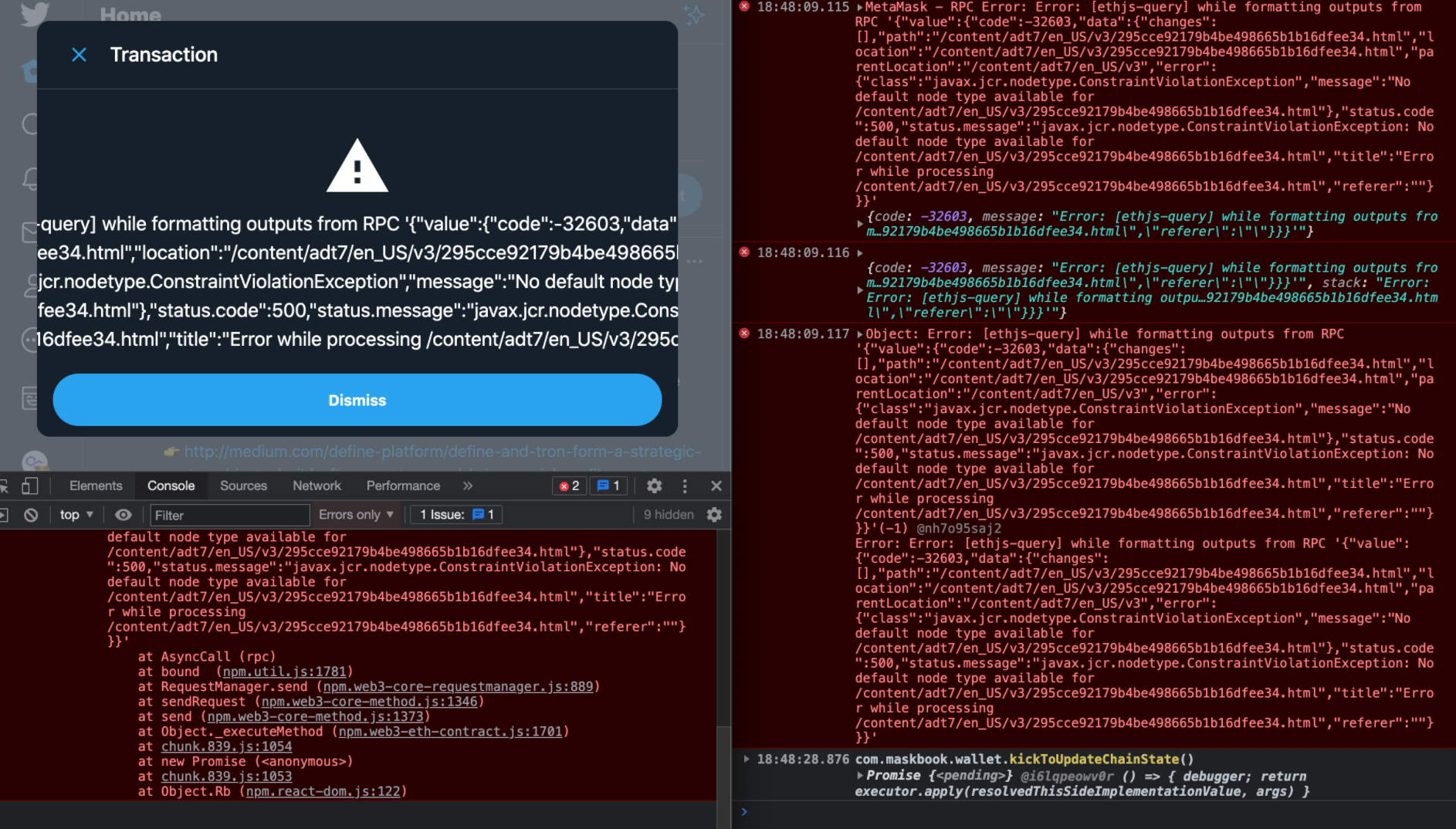 [Bug] Error: [ethjs-query] while formatting outputs from RPC - occasional problems · Issue #3890 ...