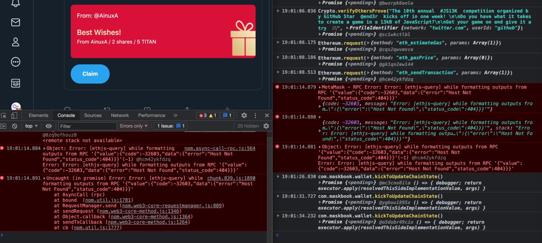 [Bug] Error: [ethjs-query] while formatting outputs from RPC - occasional problems · Issue #3890 ...