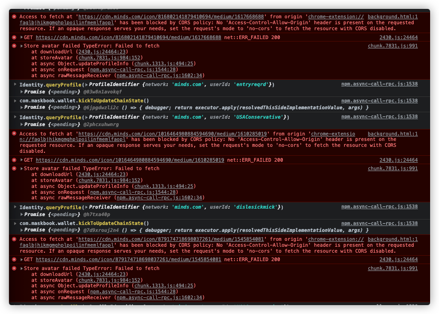 [Bug] CORS issue when request resources in minds · Issue #4762 · DimensionDev/Maskbook · GitHub