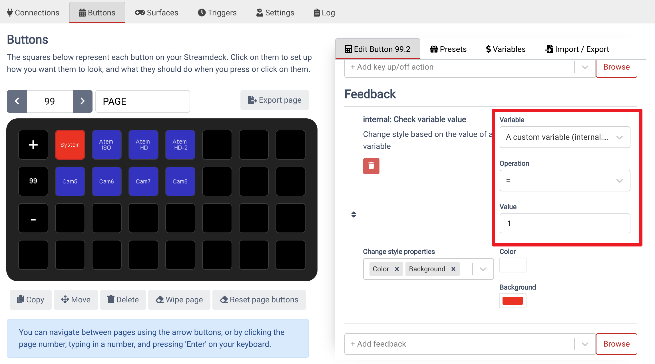 Add "internal variables " about surfaces and pages. · Issue #2071 · bitfocus/companion · GitHub