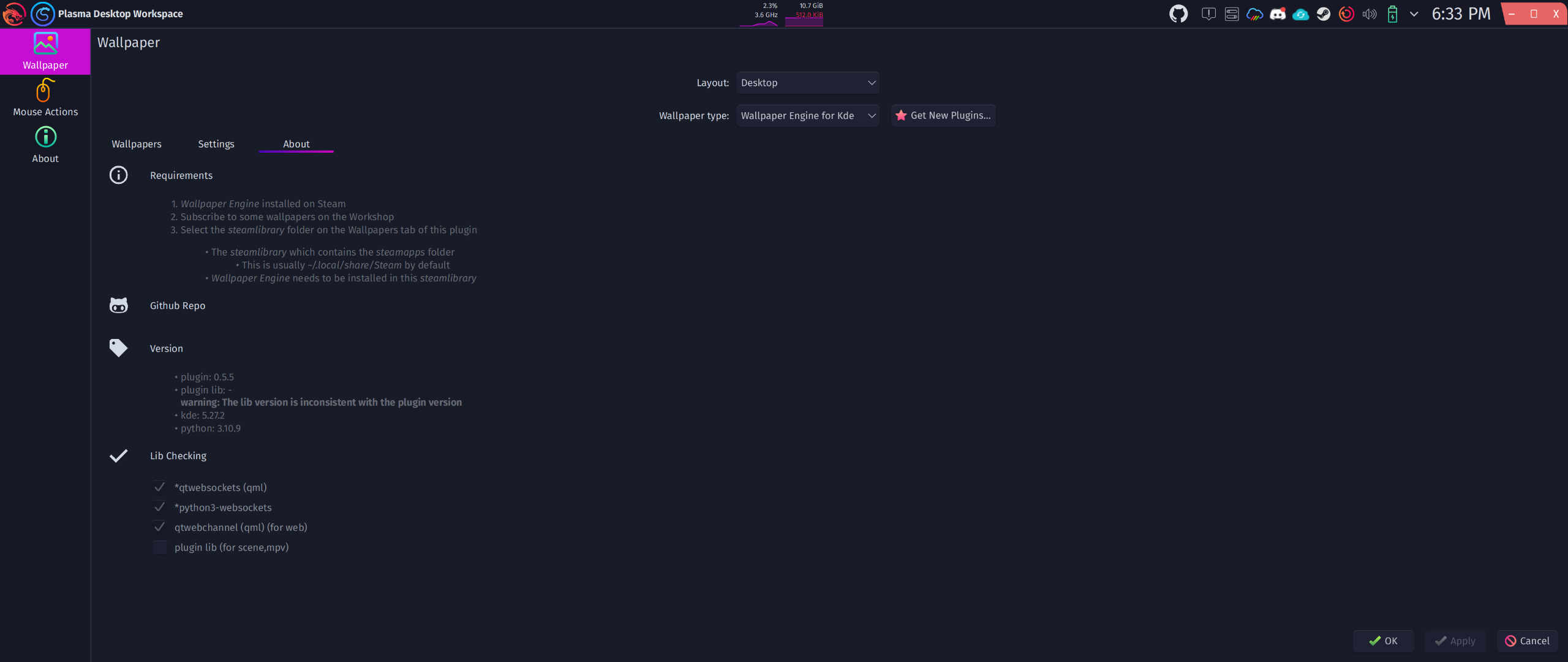 Cannot Load Module Qtwebengine On Kde 527 · Issue 280 · Catsoutwallpaper Engine Kde Plugin
