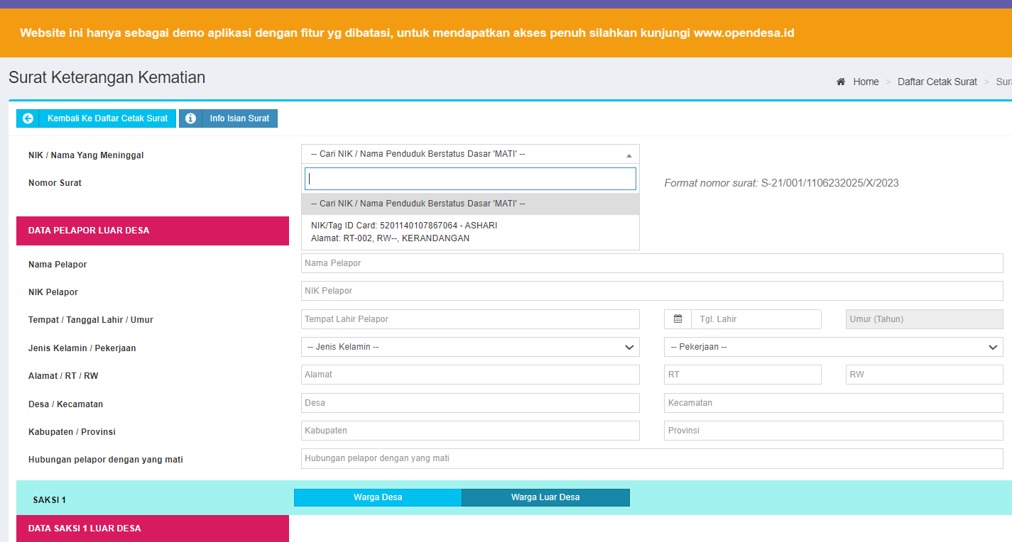 Bug/error: Membuat Surat Keterangan Kematian Tiny MCE untuk Pemohon yang statusnya hidup juga ...