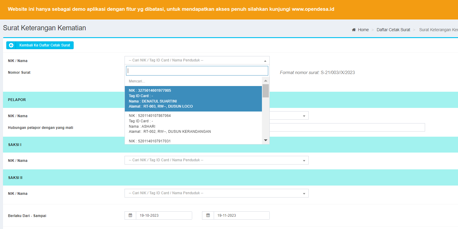 Bug/error: Membuat Surat Keterangan Kematian Tiny MCE untuk Pemohon yang statusnya hidup juga ...