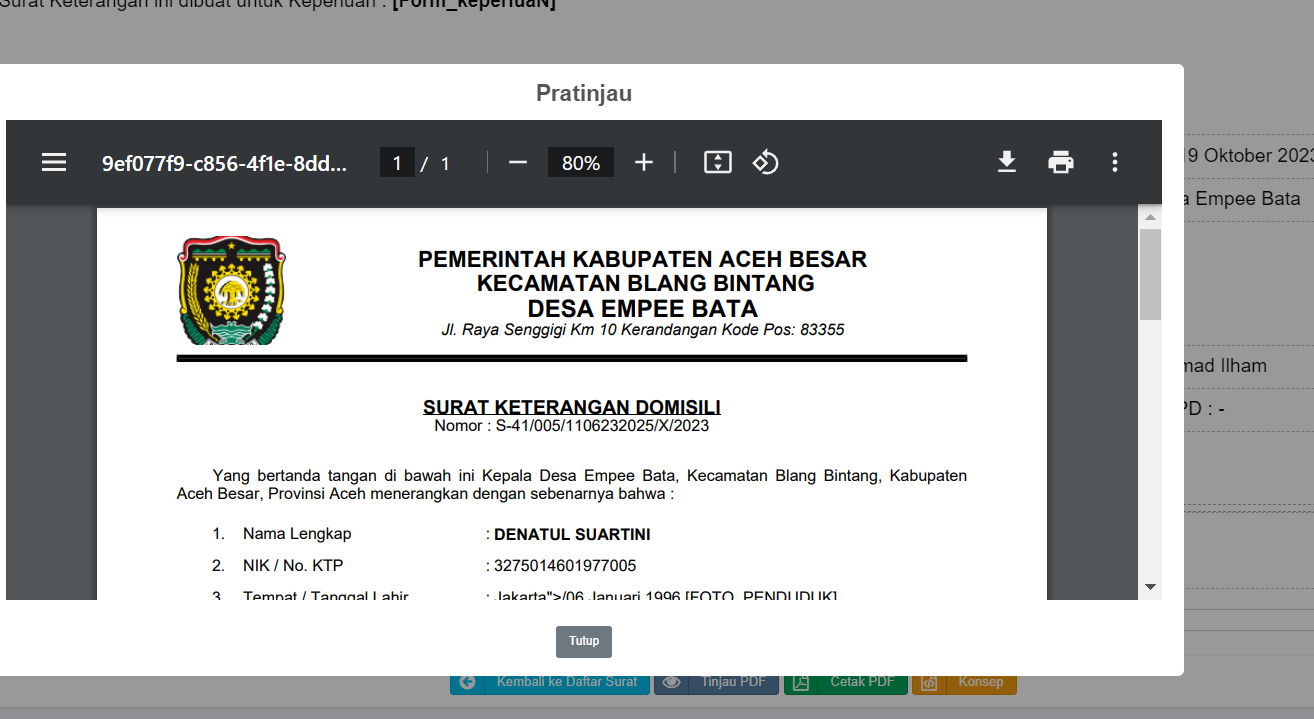 Bug/error: Jika Pengaturan TTE dinonaktifkan maka Tinjau PDF di arsip surat tercatat sebagai ...