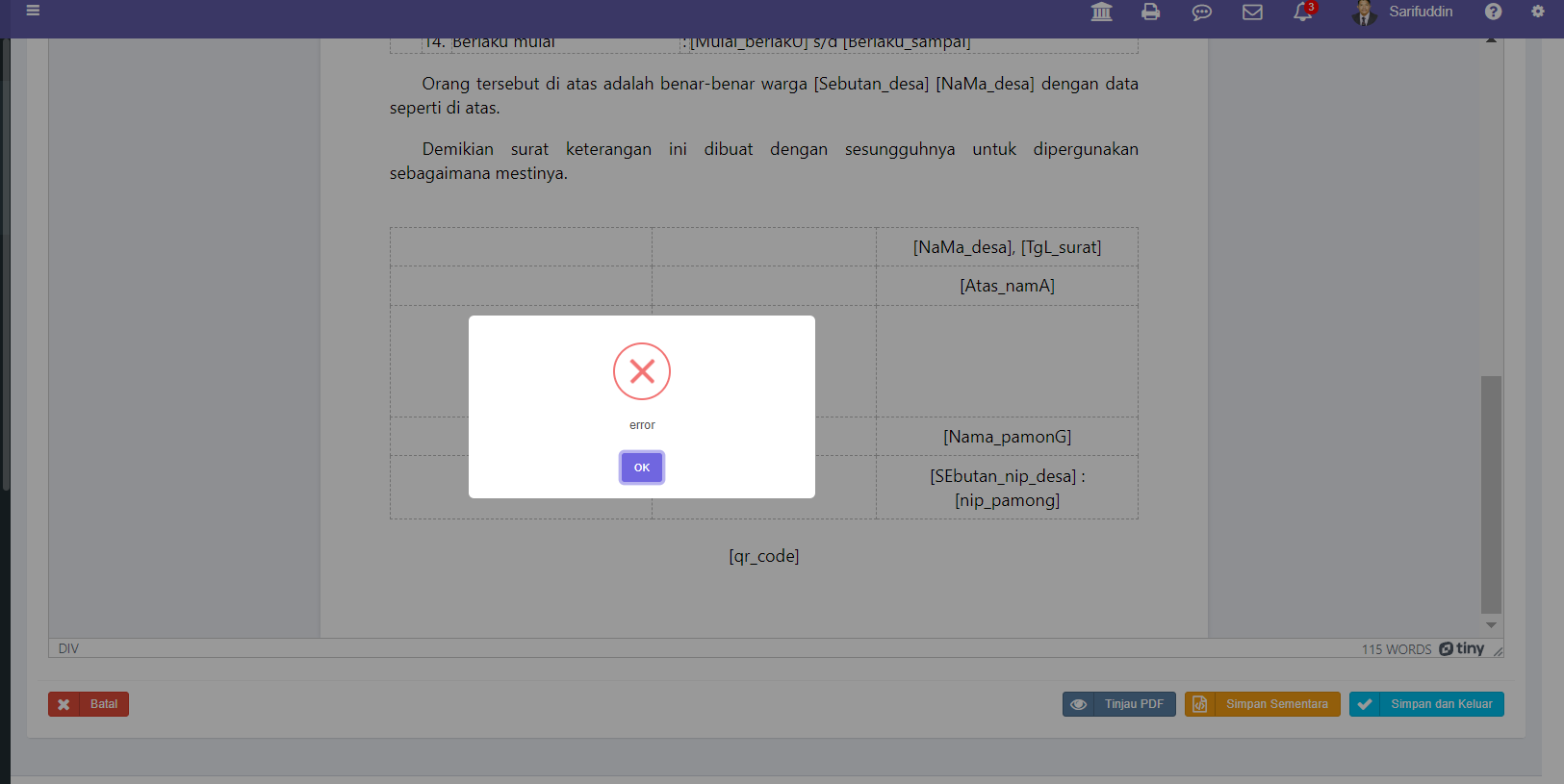 Bugerror Membuat Halaman Di Surat Tinymce · Issue 7408 · Opensidopensid · Github 