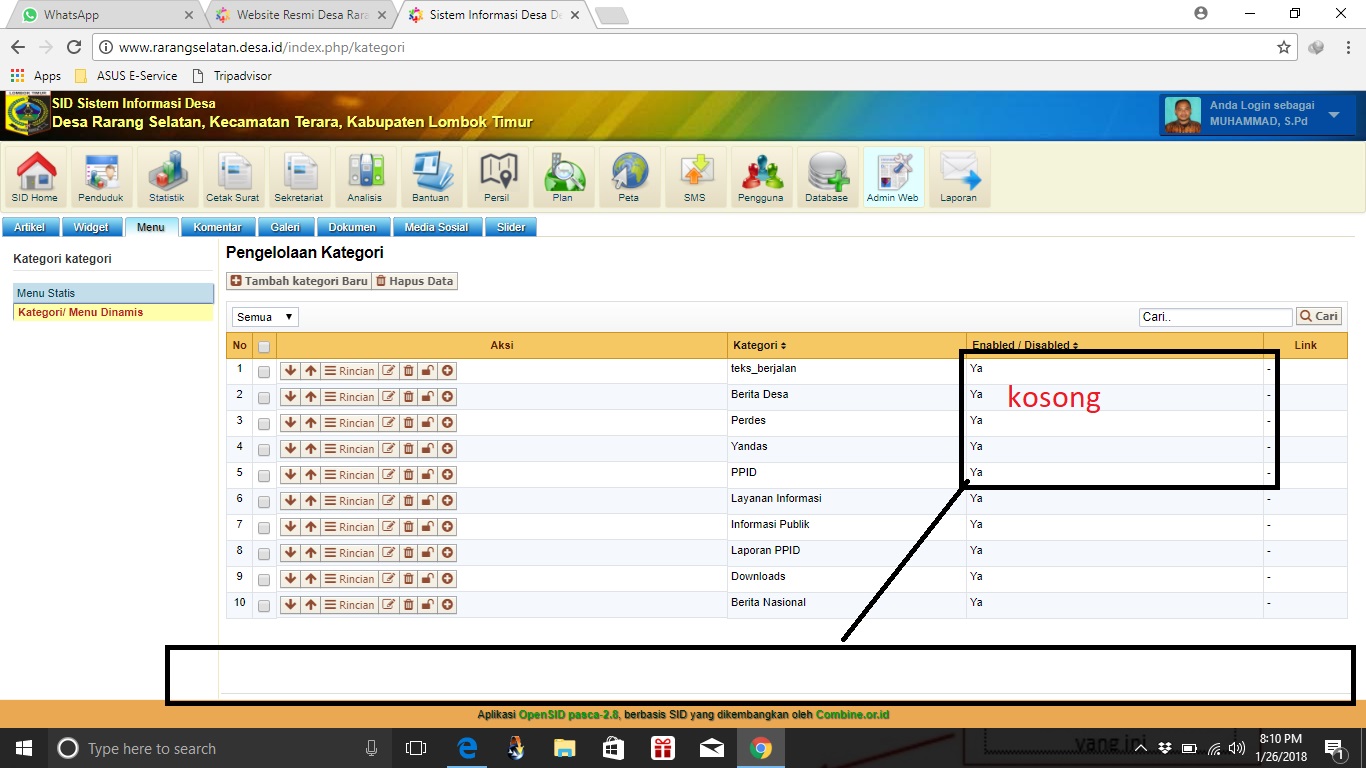 Bug: di menu admin web untuk Kategori / Menu DInamis tidak ada paginasi · Issue #760 · OpenSID ...