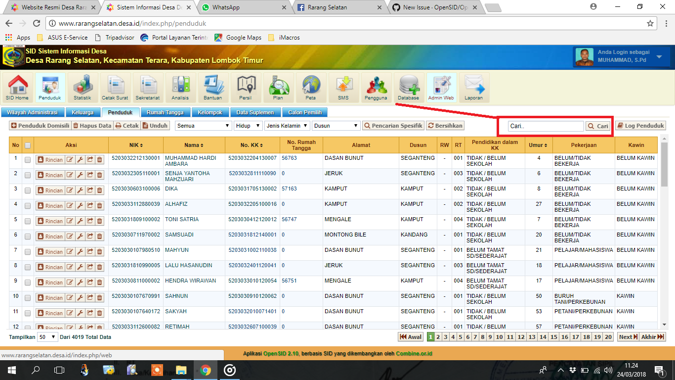 DI DATA SUPLEMEN juga perlu ditambahkan fasilitas CARI .... · Issue #871 · OpenSID/OpenSID · GitHub