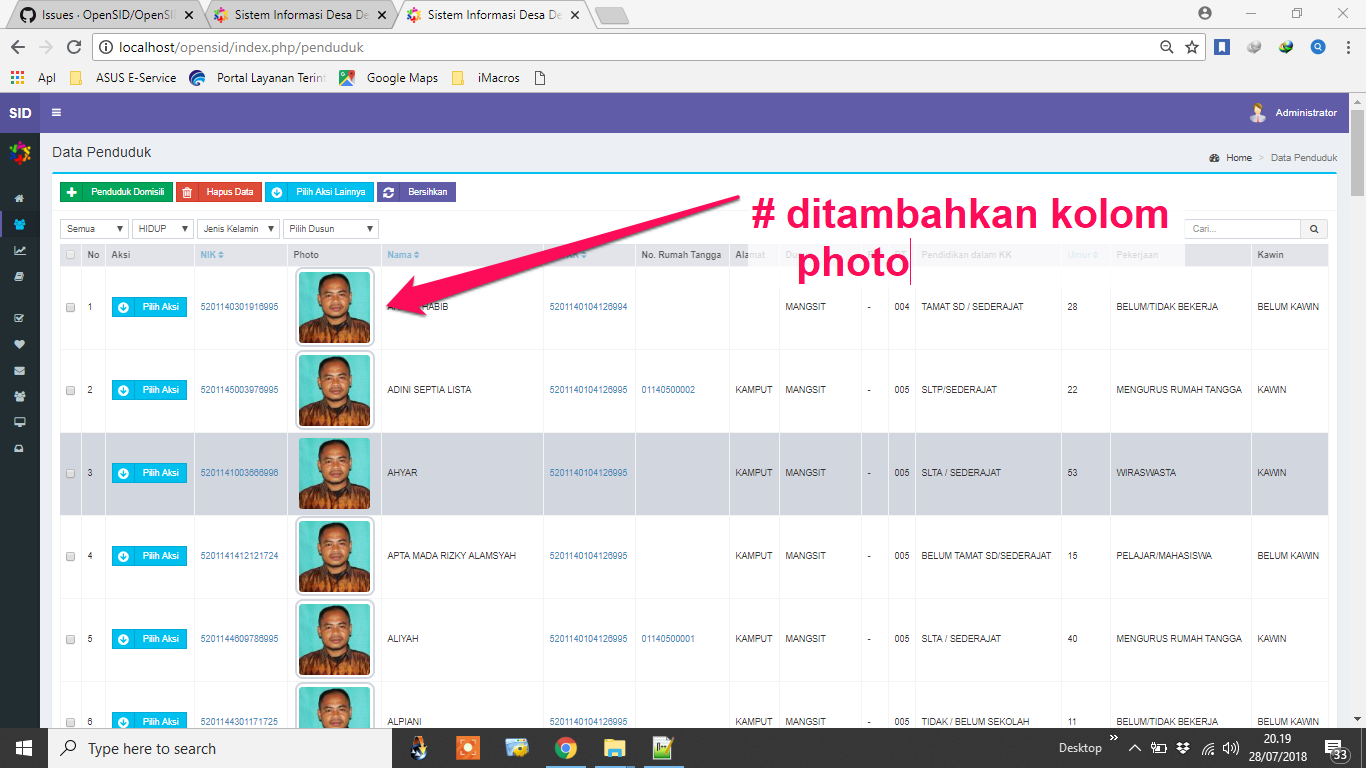 # Tambahkan Kolom poto · Issue #1454 · OpenSID/OpenSID · GitHub