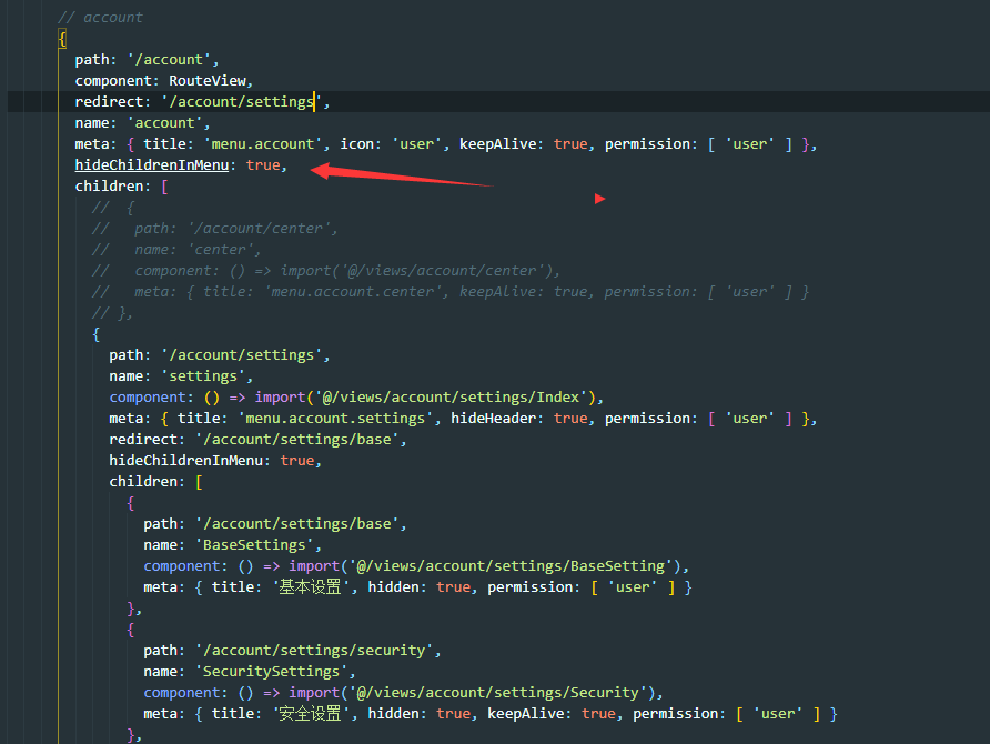 隐藏子孙路由时，点击或者跳转子孙路由，主菜单的状态未保持，如/account · Issue #1069 · vueComponent/ant ...
