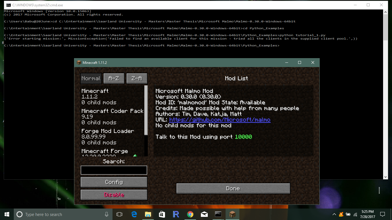 Failed to find an available client for this mission - error · Issue #583 · microsoft/malmo · GitHub