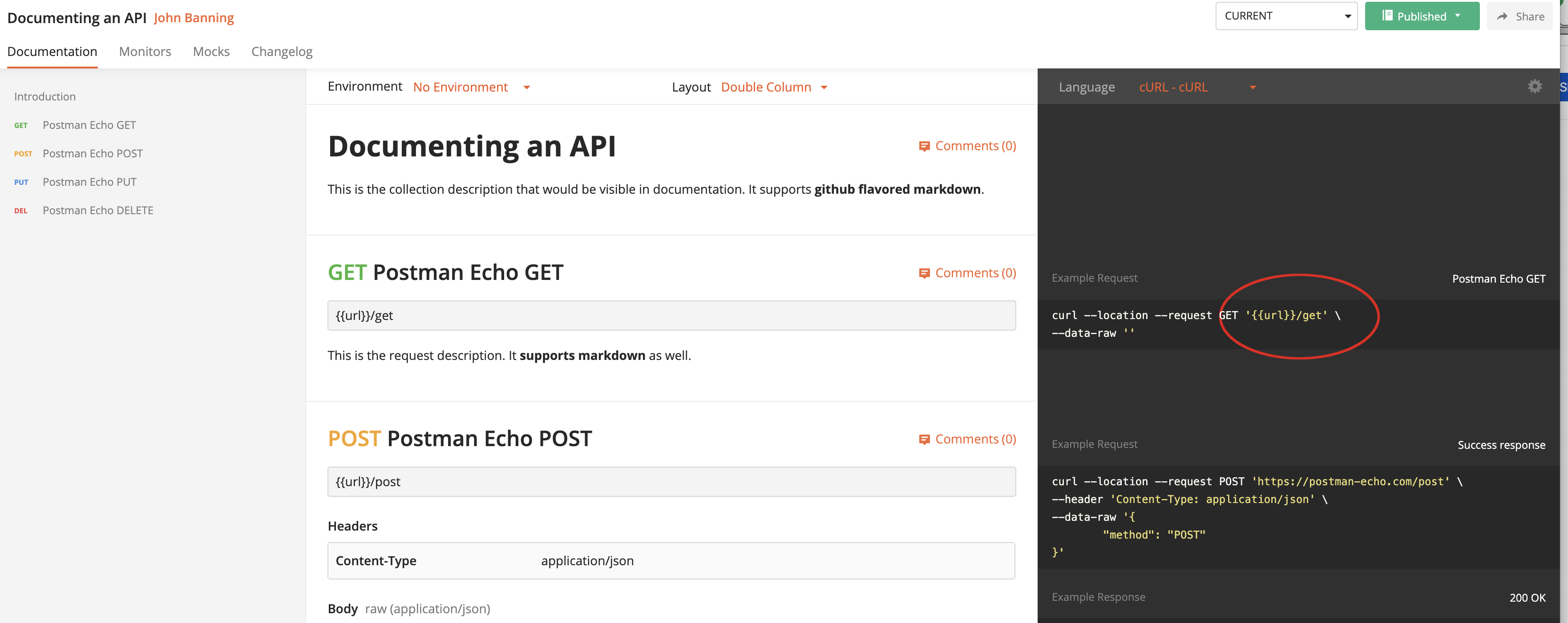 'View in Web' rendered docs do not resolve environmental variable for first request · Issue ...