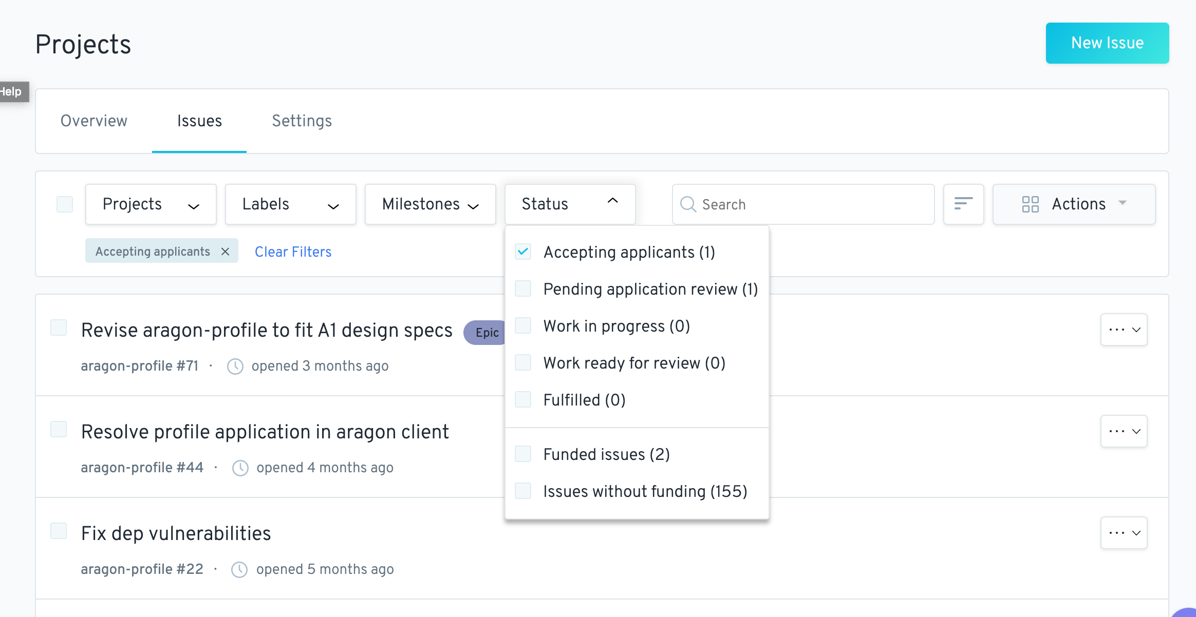 Status filter is not working · Issue #1488 · AutarkLabs/open-enterprise ...