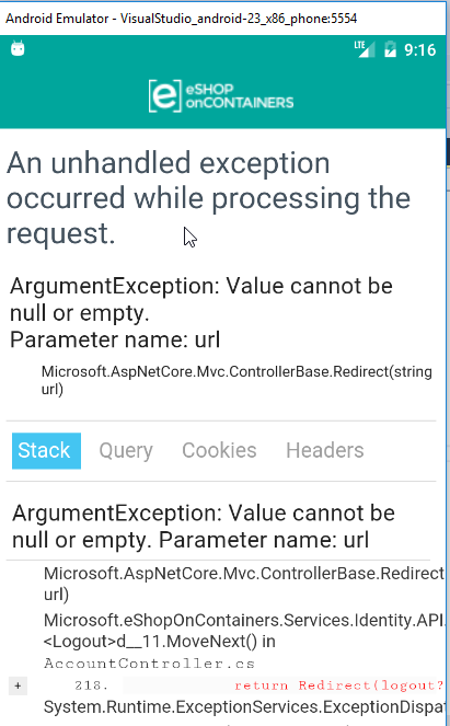 Logout Action Crash · Issue 544 · Dotnet Architecture Eshoponcontainers · Github