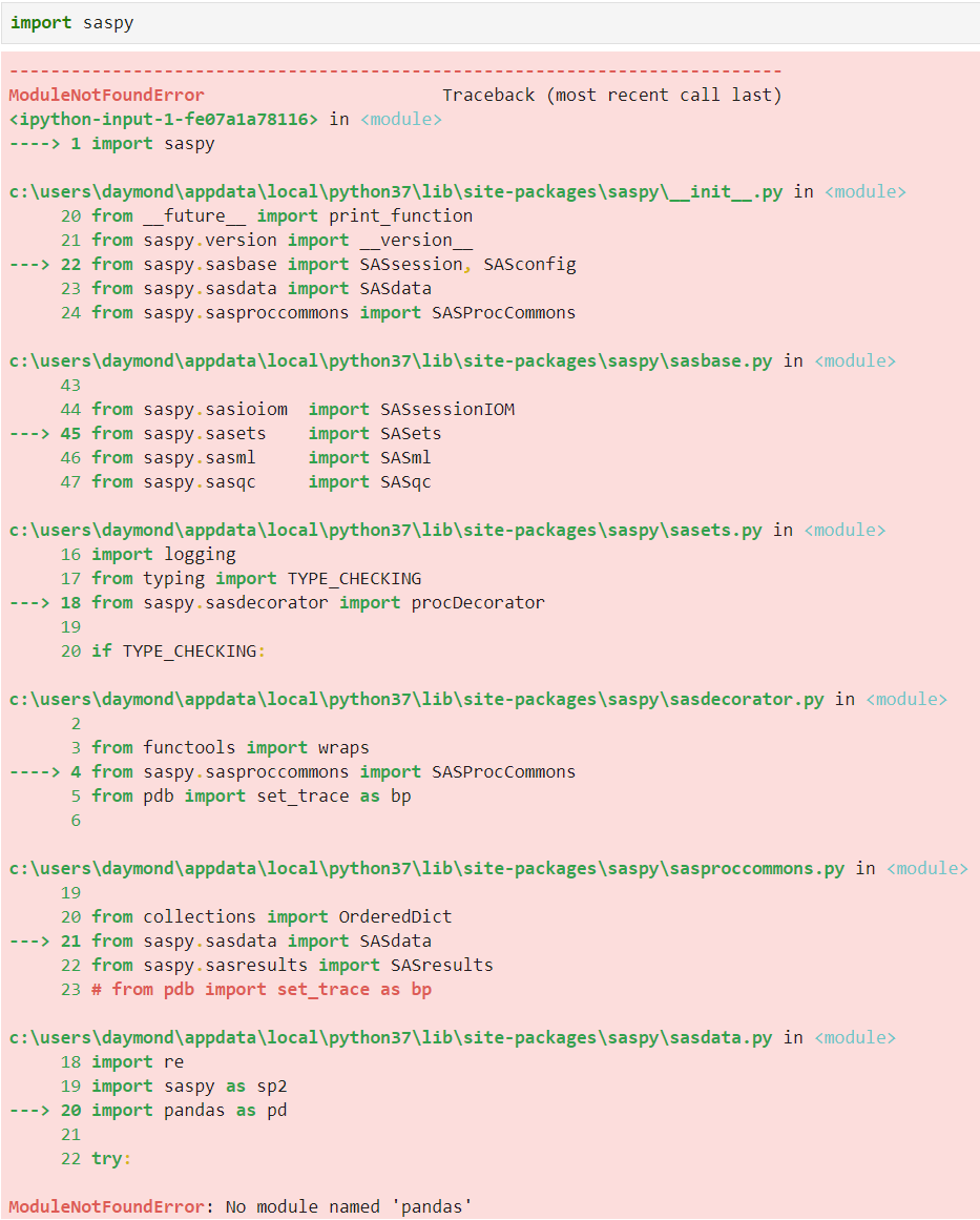 Documentation update: saspy 2.4.2 requires pandas · Issue #209 ...