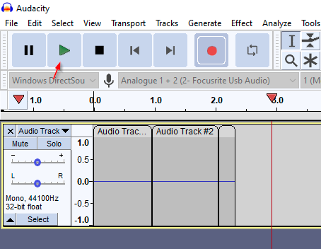 Transport toolbar. The play button a bit truncated in recording mode ...