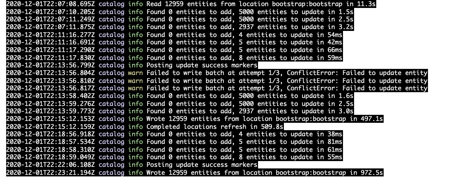 Catalog-backend- need for optimizing the ingestion loop · Issue #3534 · backstage/backstage · GitHub