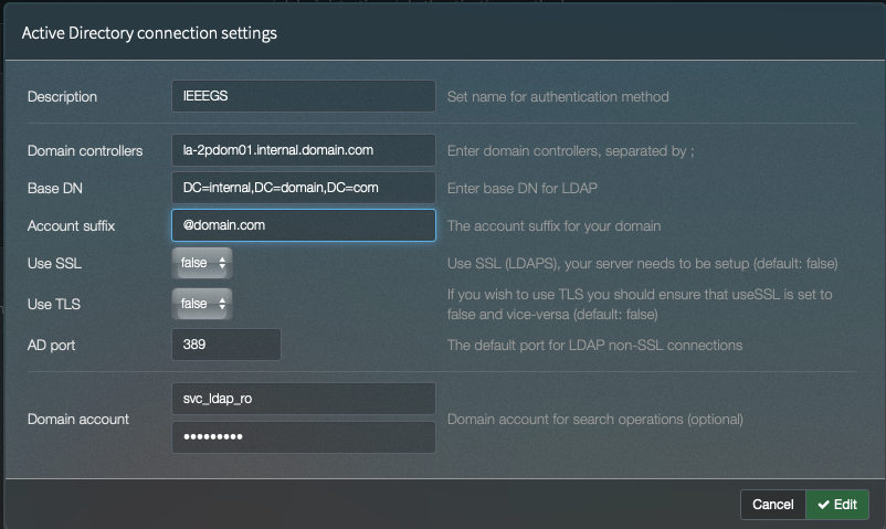 AD authentication requires "Account Suffix", but that breaks searching for users in AD when ...