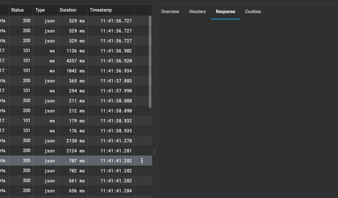 Flutter 3 10 4 版本 Devtools 2 23 1版本，看不到network中的response返回（flutter Version 3 10 4 Devtools