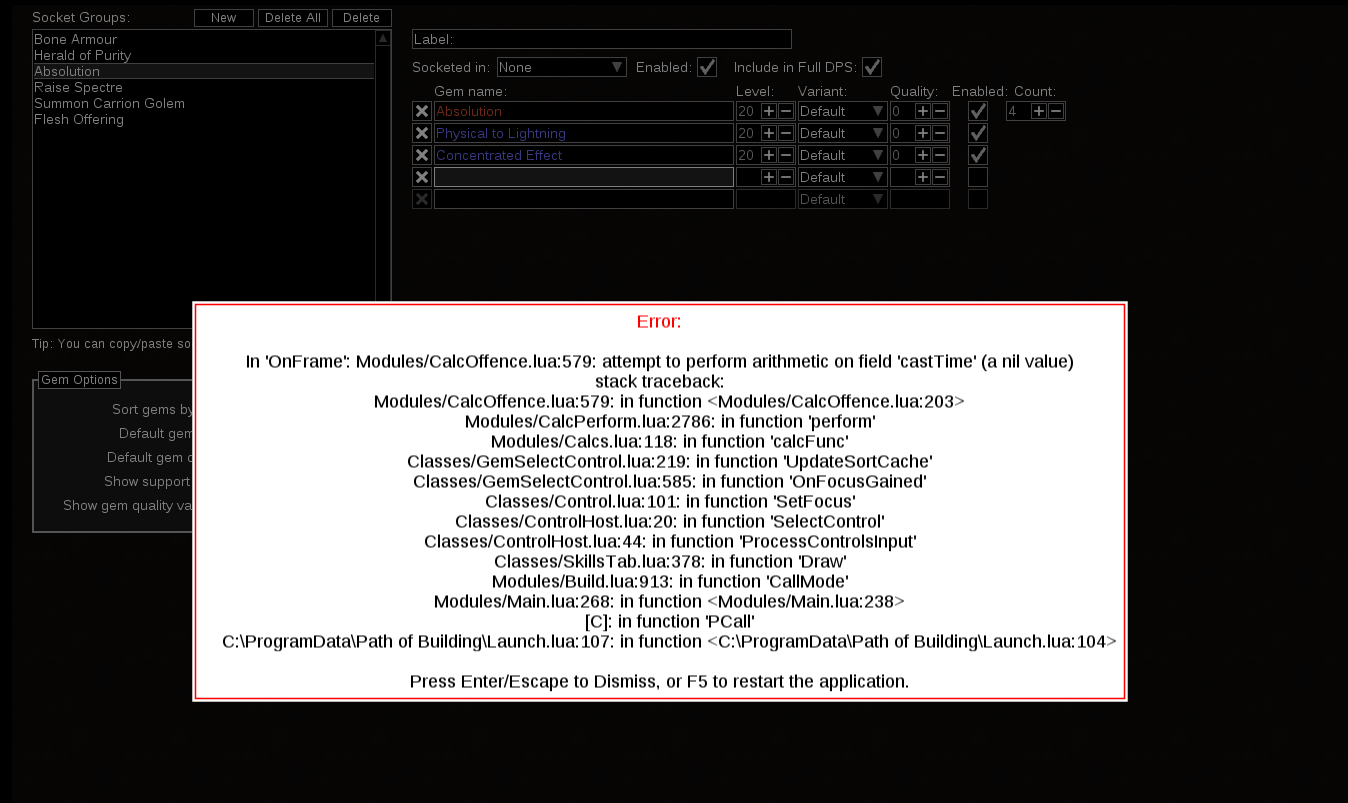 Absolution | Attempting to edit skill/support gems causes crash · Issue #3118 ...
