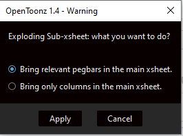 Exploding Sub-x "bring relevant pegbars into the main x sheet" change to communicate effect on ...
