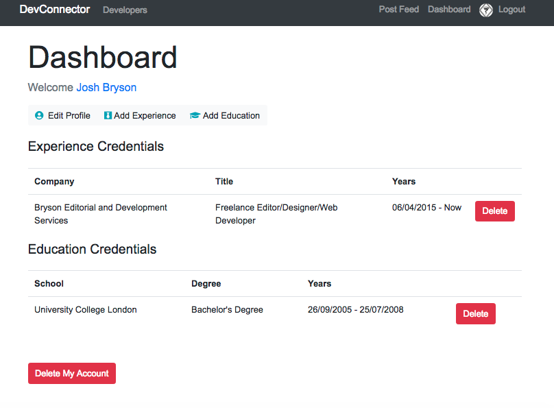 Github Sleeplesseditor Devconnector A Social Network For Developers Built With The Mern