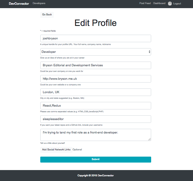 GitHub - sleeplesseditor/DevConnector: A social network for developers ...