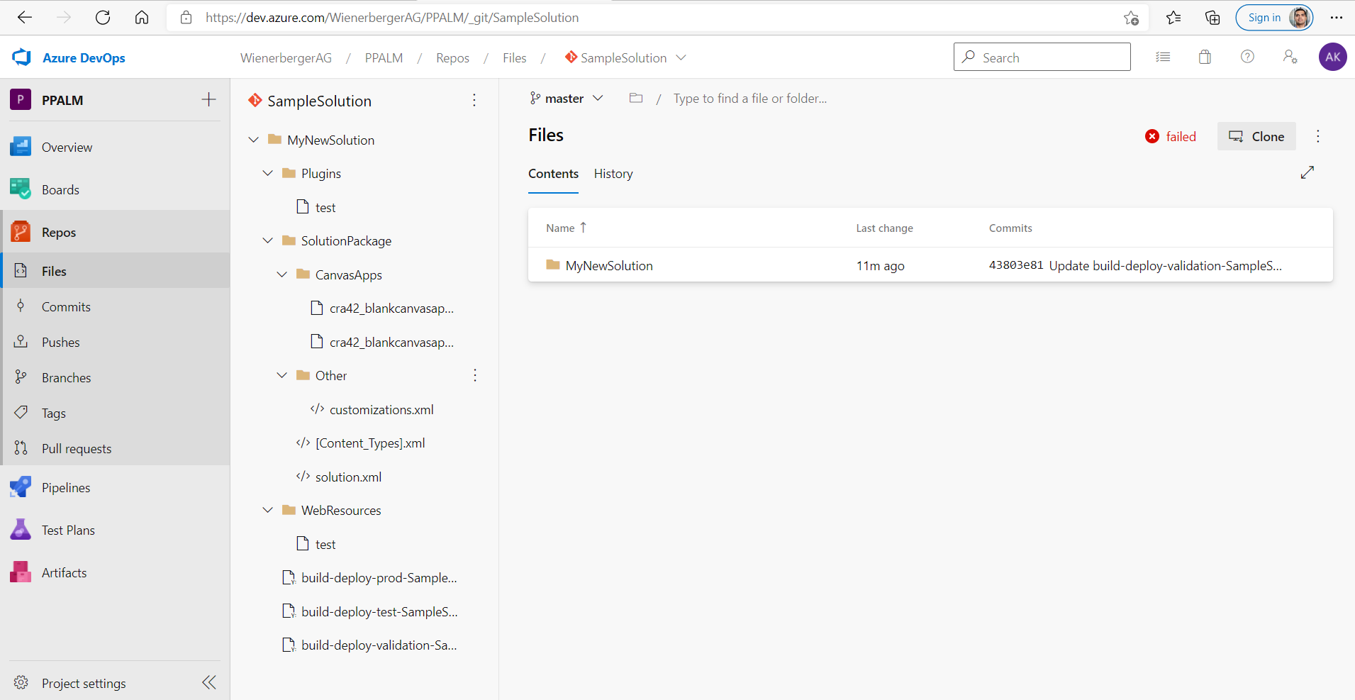 [ALM Accelerator - BUG]: Cannot find required file 'D:\a\1\s\SampleSolution\MyNewSolution ...