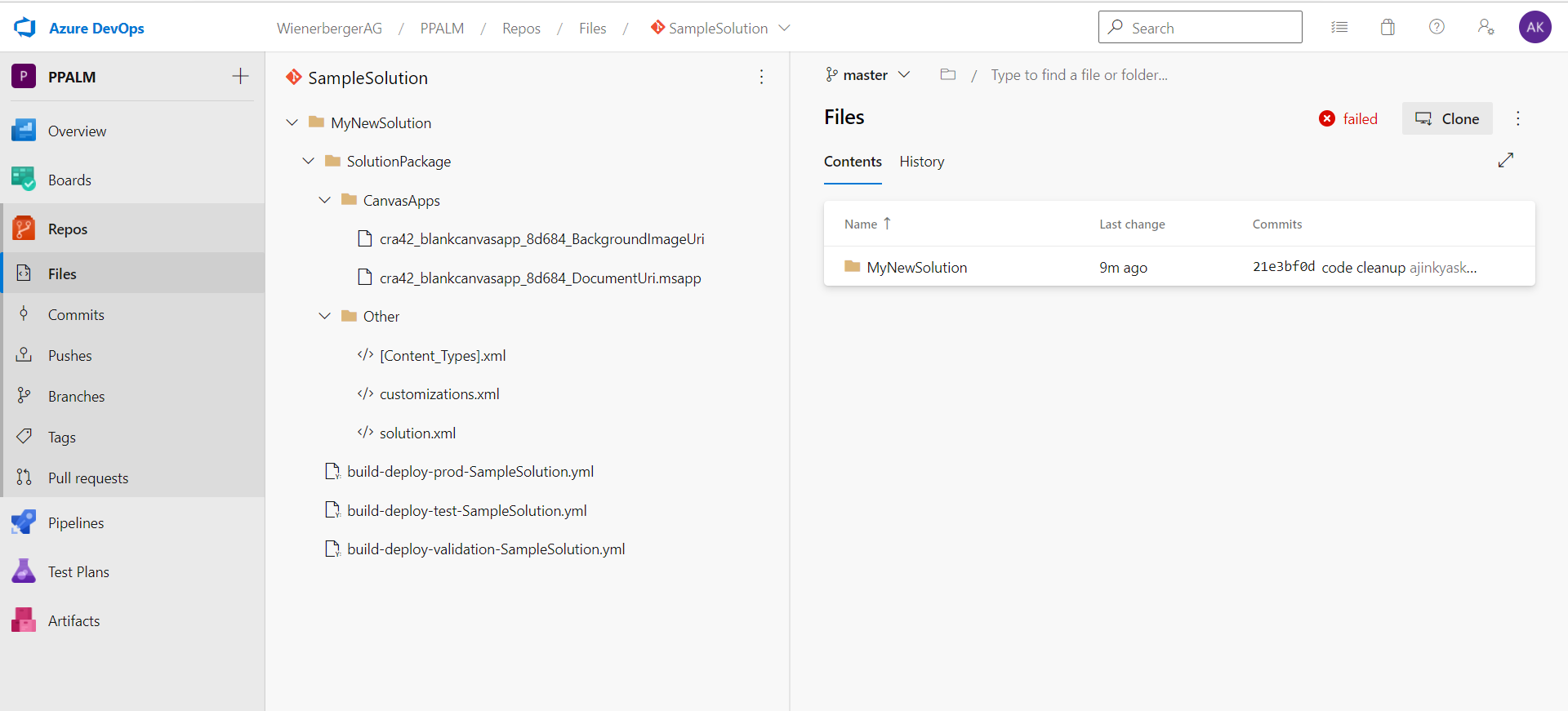 [ALM Accelerator - BUG]: Cannot find required file 'D:\a\1\s\SampleSolution\MyNewSolution ...