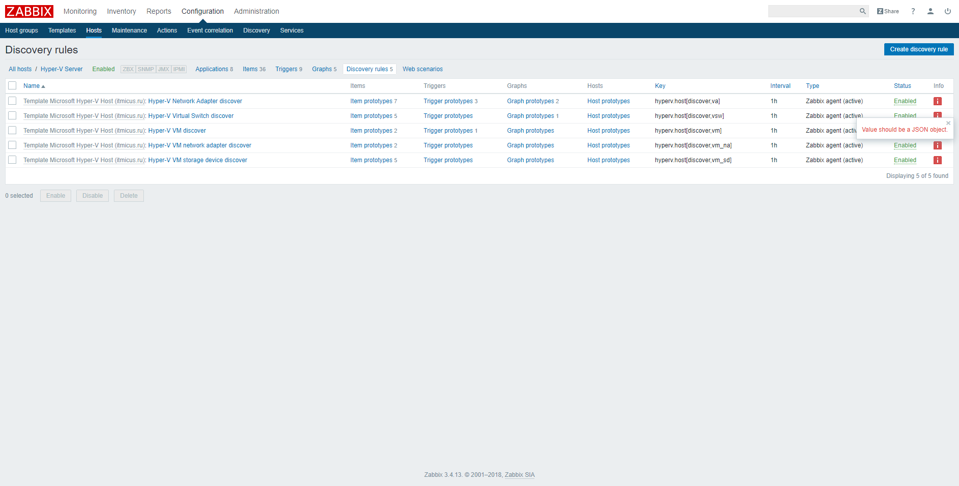 Value should be a JSON object in Template Website metrics · Issue #10 · itmicus/zabbix · GitHub