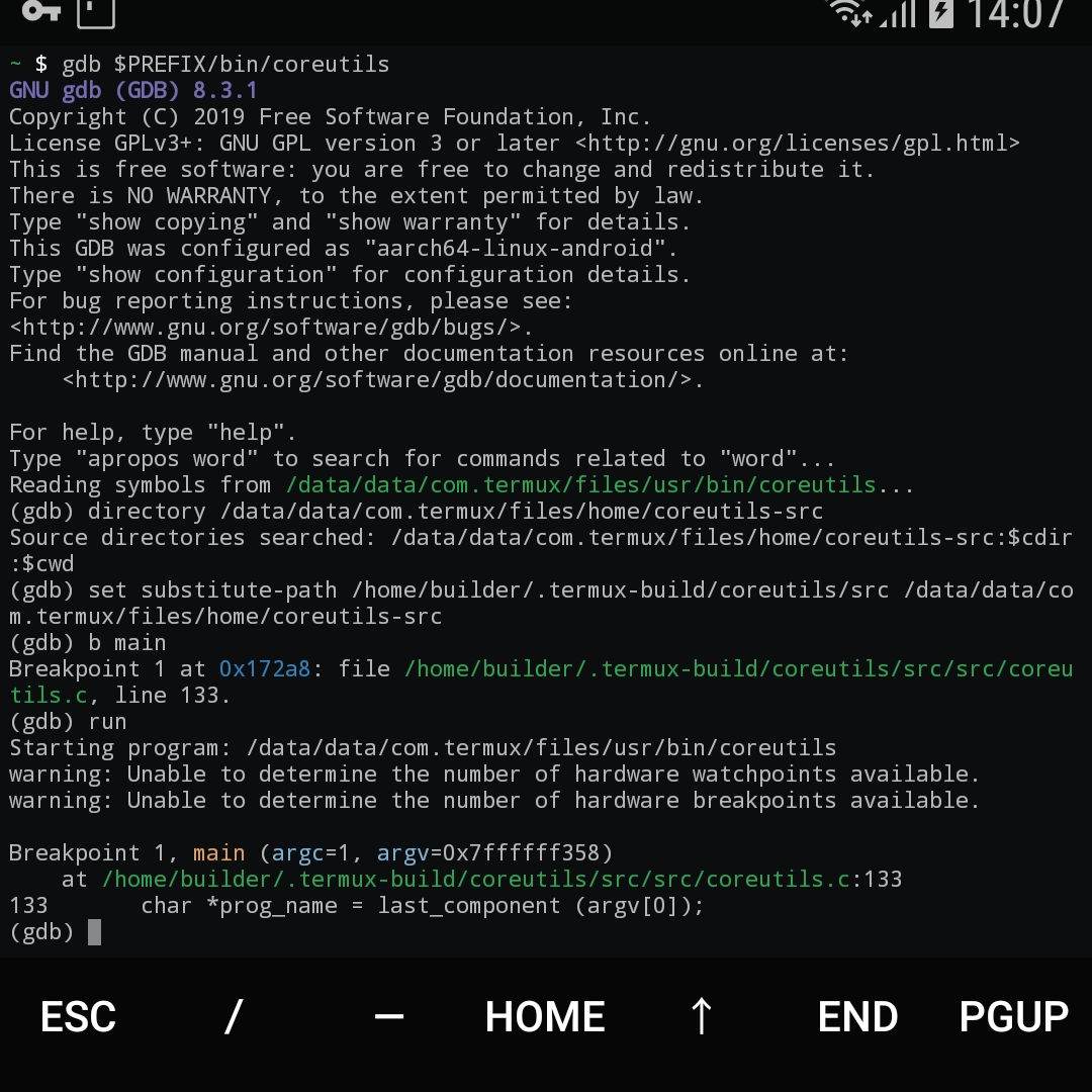 GDB is not displaying source for program compiled with clang · Issue #4768 · termux/termux ...