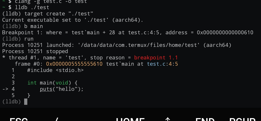 GDB is not displaying source for program compiled with clang · Issue #4768 · termux/termux ...