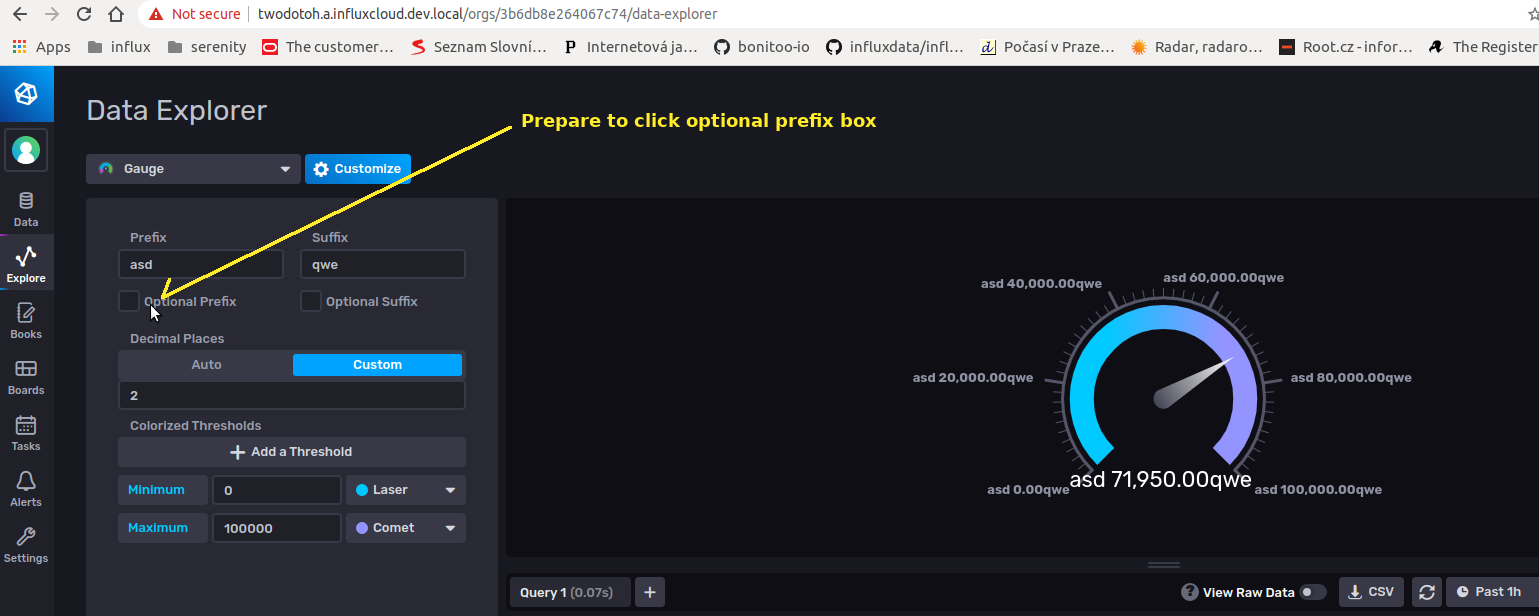 Gauge: Customize - Optional Prefix and Suffix change check boxes change nothing in gauge · Issue ...