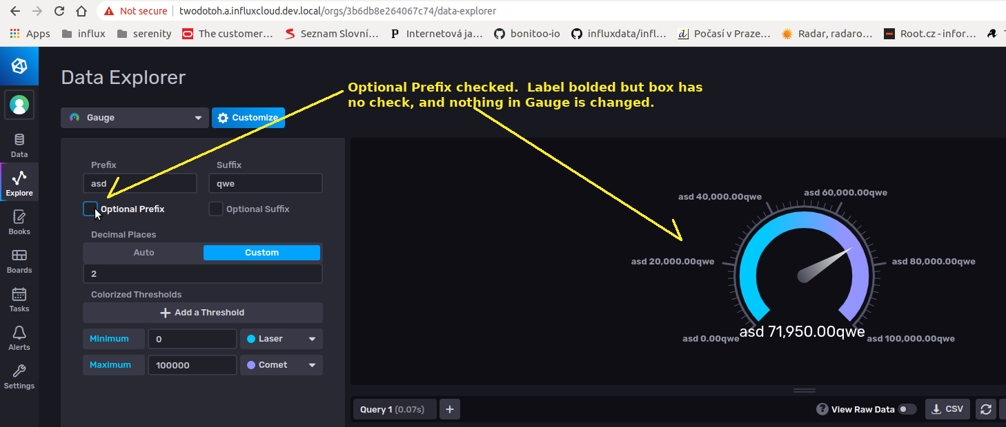 Gauge: Customize - Optional Prefix and Suffix change check boxes change nothing in gauge · Issue ...